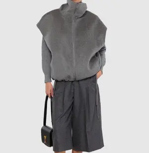 Soeur High Neck Wool Sleeveless Poncho Vest