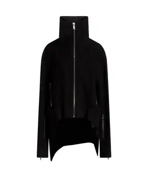Rick Owens Minimalist Wool Zip-up Jacket - Black