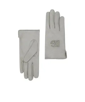 Dolce & Gabbana Logo-embossed Leather Gloves - Gray