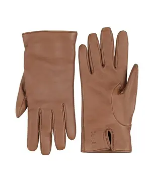 Saint Laurent Simple Leather Gloves - Camel