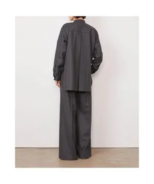 Officine Générale Mandarin Collar Loose Wool Shirt