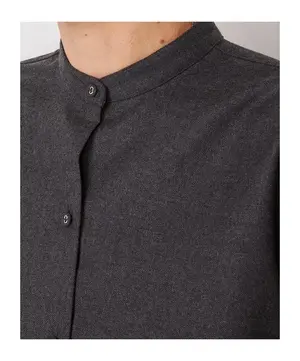 Officine Générale Mandarin Collar Loose Wool Shirt