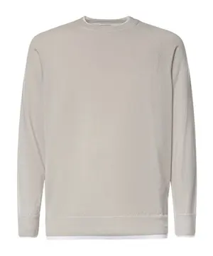 Eleventy Crewneck Raglan-sleeved Tipped-trim Jumper - Gray