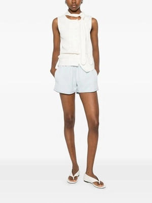 WRSTBHVR Itia Logo-embroidered Raw-edge Shorts
