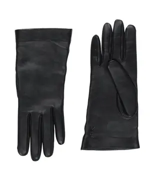 Saint Laurent Solid-color Leather Gloves - Black