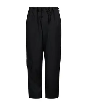 Yohji Yamamoto Drawstring-waist Gabardine Cargo Pants - Black