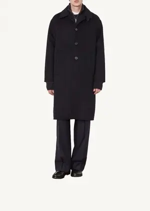 Officine Générale Long Straight Coat - Deep Navy