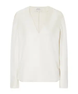 Loulou De Saison Velvet-trimmed Silk-blend Twill Blouse
