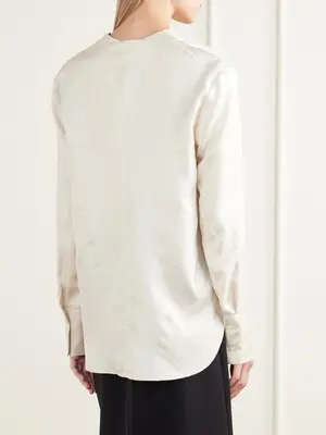 Loulou De Saison Velvet-trimmed Silk-blend Twill Blouse