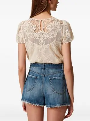 TWINSET Logo Denim Shorts