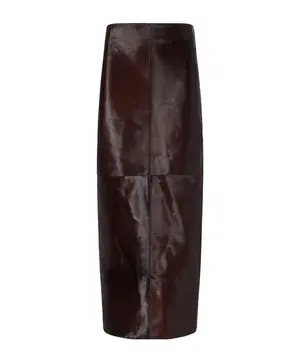 Nour Hammour Paneled Calf Hair Midi Skirt
