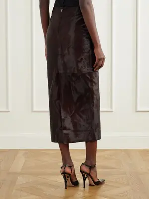 Nour Hammour Paneled Calf Hair Midi Skirt
