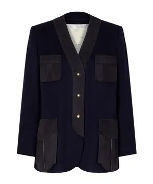 Giuliva Heritage Suede-trimmed Cashmere-flannel Jacket - Black