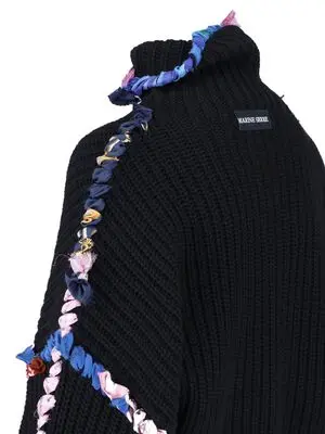 MARINE SERRE Satin Scarves Cropped High Neck Sweater