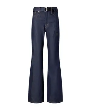 Sacai Belted Webbing-trimmed Mid-rise Flared Jeans