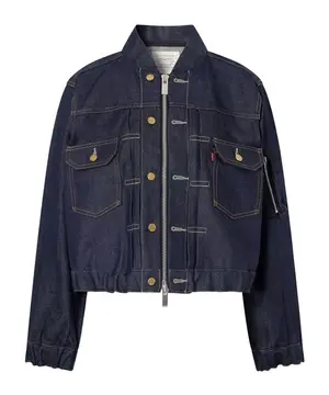 Sacai Washed Denim Bomber Jacket - Black