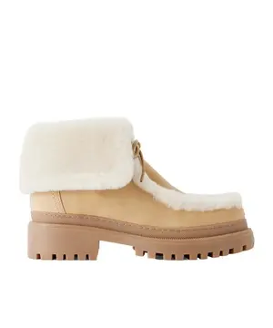 YVES SALOMON Shearling-trimmed Suede Ankle Boots