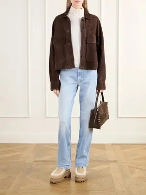 YVES SALOMON Shearling-trimmed Suede Ankle Boots