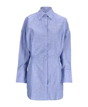 WRSTBHVR Pinstripe-pattern Mini Shirt Dress - Lavender