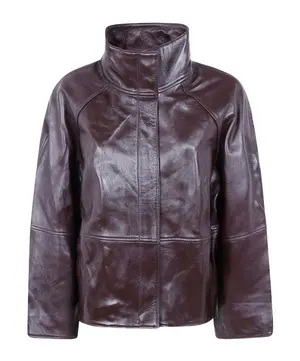 Soeur Gamma Stand-collar Leather Jacket - Black