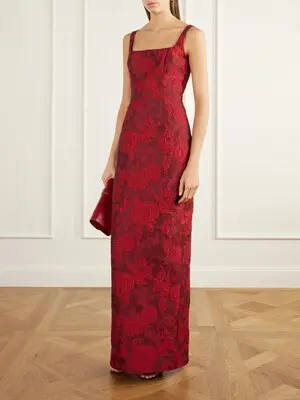 EMILIA WICKSTEAD Paneled Darted Floral-cloqué Gown