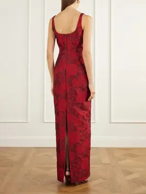 EMILIA WICKSTEAD Paneled Darted Floral-cloqué Gown