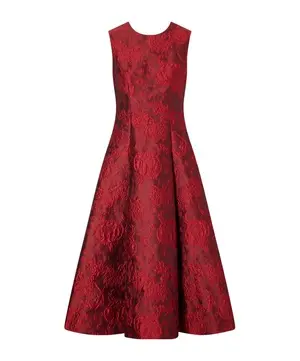 EMILIA WICKSTEAD Pleated Floral-cloqué Midi Dress