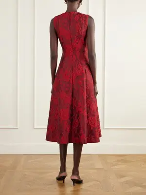 EMILIA WICKSTEAD Pleated Floral-cloqué Midi Dress