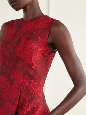 EMILIA WICKSTEAD Pleated Floral-cloqué Midi Dress