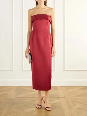 EMILIA WICKSTEAD Strapless Darted Duchess-satin Midi Dress