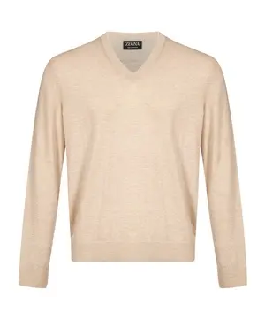 Zegna V-neck Sweater - Beige