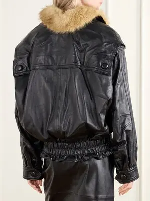 Isabel Marant Étoile Double-breasted Shearling-trimmed Leather Jacket - Black