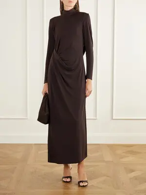 Johanna Ortiz Draped Gathered Stretch-jersey Maxi Dress