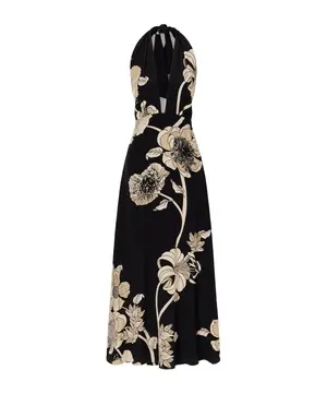 Johanna Ortiz Floral-print Silk-charmeuse Halterneck Maxi Dress - Black