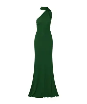 Alex Perry Scarf-detailed One-shoulder Ruched Jersey Gown
