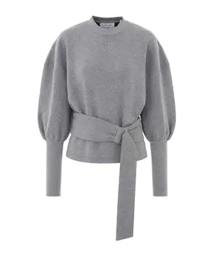 LANVIN Long-sleeve Tie-detail Sweatshirt - Gray