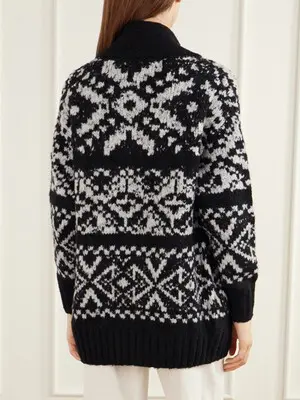 JAMES PERSE Intarsia-knit Wool-blend Cardigan