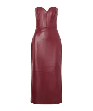 Alex Perry Paneled Leather Midi Dress - Red