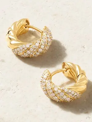 David Yurman 18-karat Gold Diamond Hoop Earrings