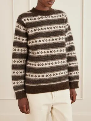 DÔEN Striped Intarsia-knit Wool Sweater