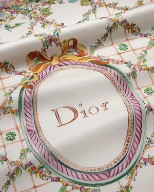 Dior Floral Cannage 90 Square Scarf