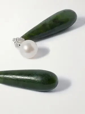SOPHIE BUHAI Silver, Jade And Pearl Earrings