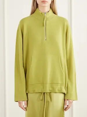 LESET Drawstring Wool Half-zip Sweatshirt