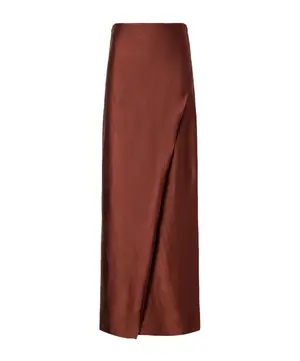 RUOHAN Wrap-effect Satin-jacquard Maxi Skirt - Brown