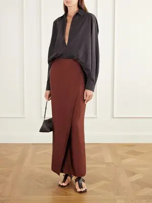 RUOHAN Wrap-effect Satin-jacquard Maxi Skirt