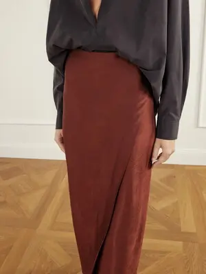 RUOHAN Wrap-effect Satin-jacquard Maxi Skirt