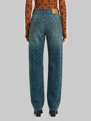 MARINE SERRE Moon Laser Wash Denim Straight Jeans