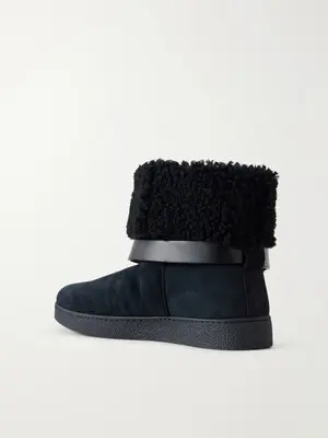 Isabel Marant Étoile Buckled Leather And Shearling-trimmed Suede Ankle Boots