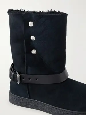Isabel Marant Étoile Buckled Leather And Shearling-trimmed Suede Ankle Boots