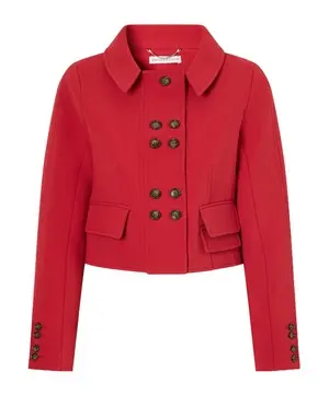 EMILIA WICKSTEAD Cropped Darted Birdseye Jacket - Red
